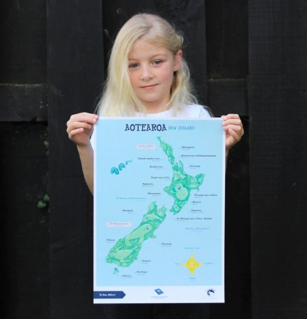 Te Reo Maori New Zealand Map A3 Poster - Play‘n’Learn New Zealand