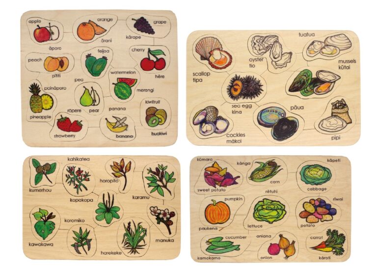 Learning Te Reo: Food & Rongoa Set (4pcs) - Play‘n’Learn New Zealand